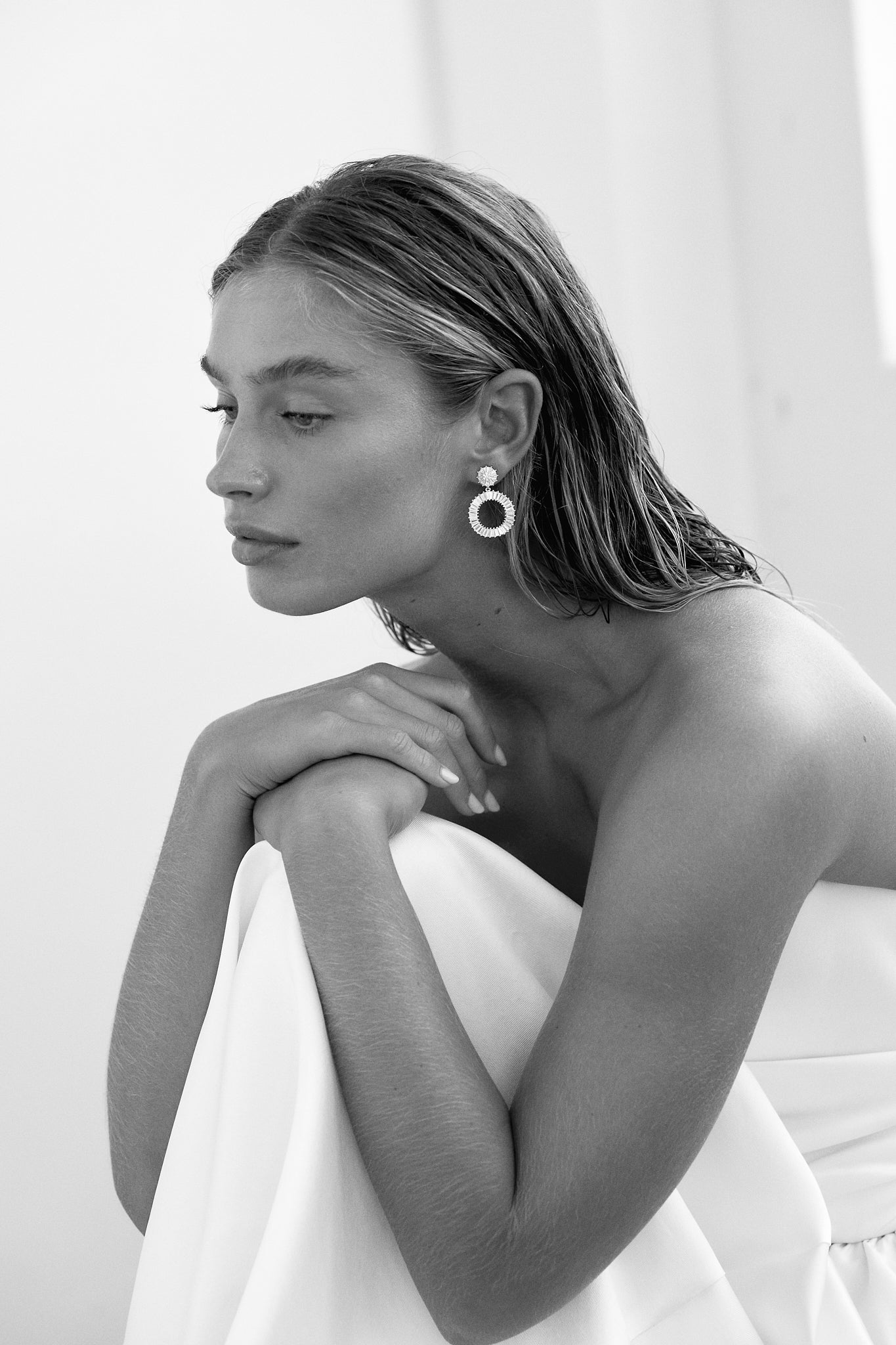 WILLOW - Silver Bridal Earrings – Wedding Hoop Earrings | Amélie George