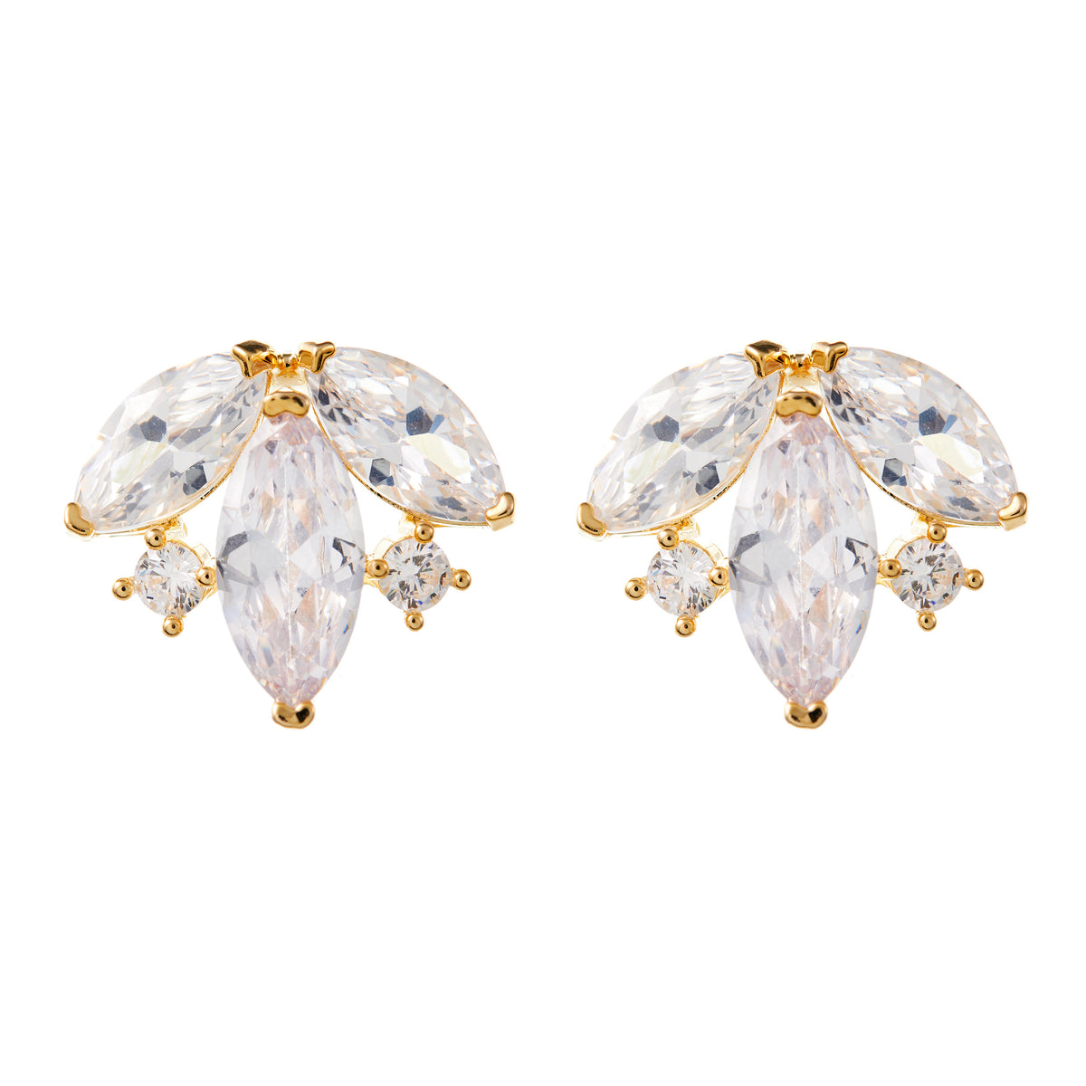 CELINE - Crystal Stud Earrings - Gold