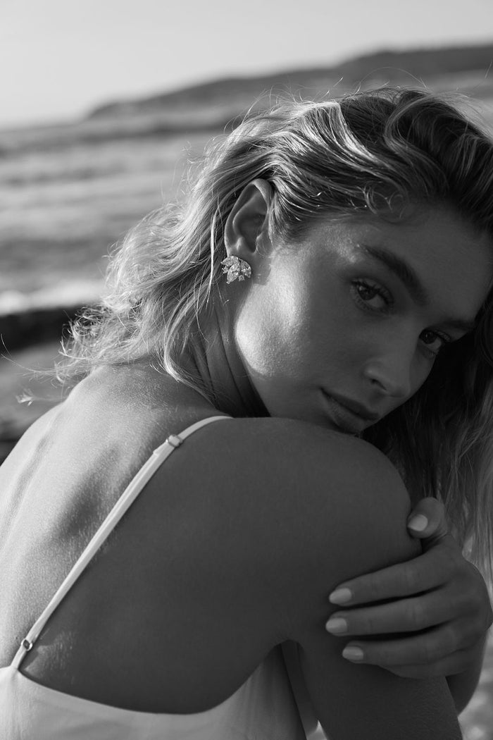 CELINE - Crystal Stud Earrings - Silver