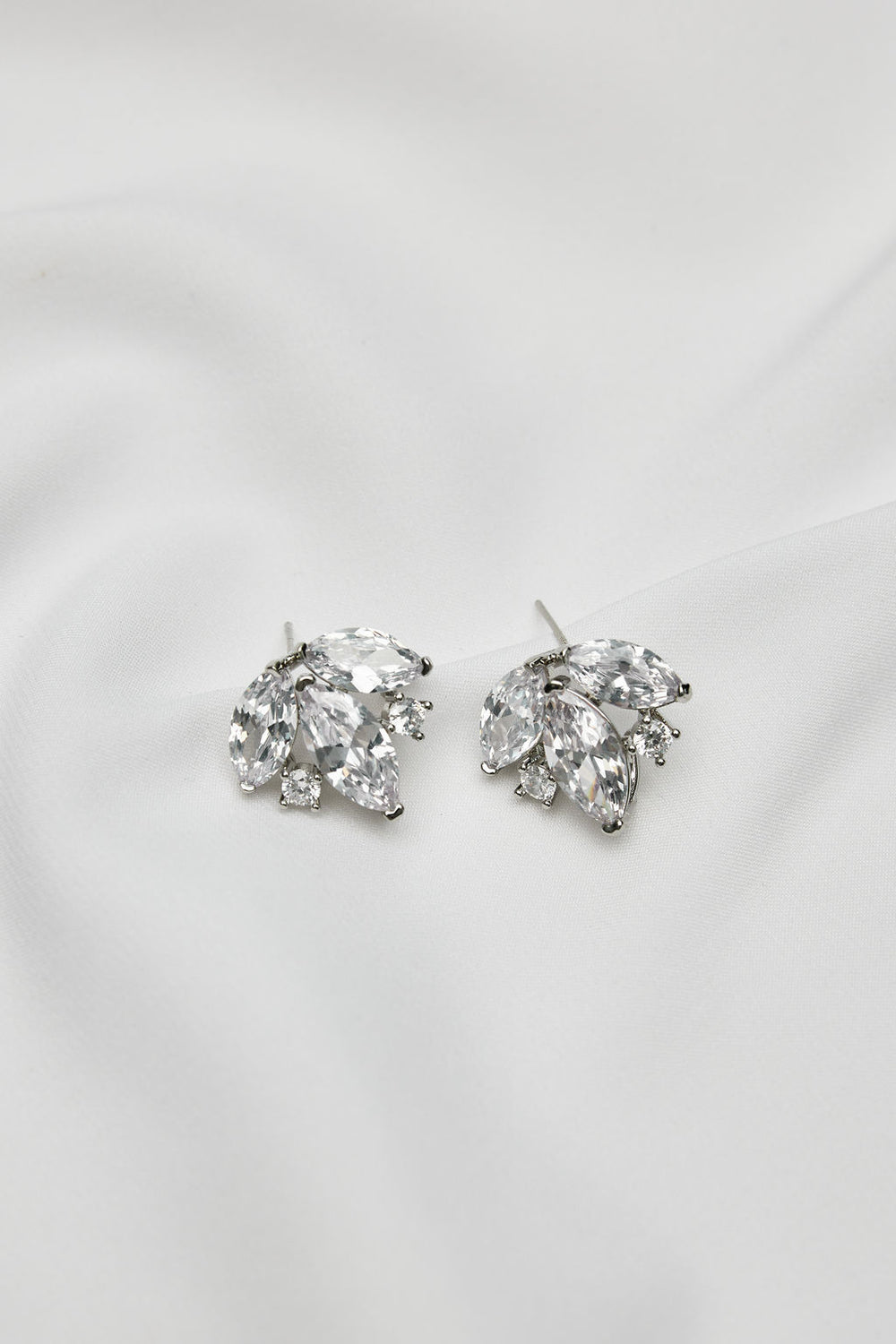 CELINE - Crystal Stud Earrings - Silver